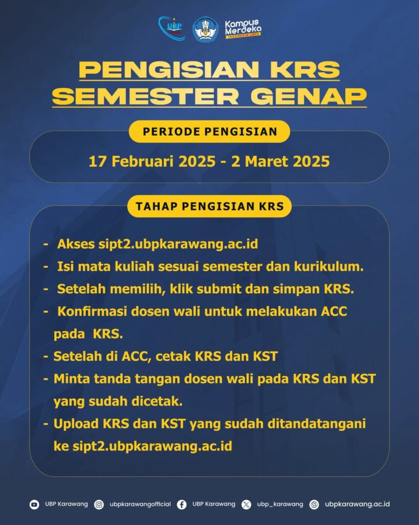 Pengisian Kartu Rencana Studi (KRS) Semester Genap 2024/2025 UBP Karawang Telah Dibuka! – UBP ...