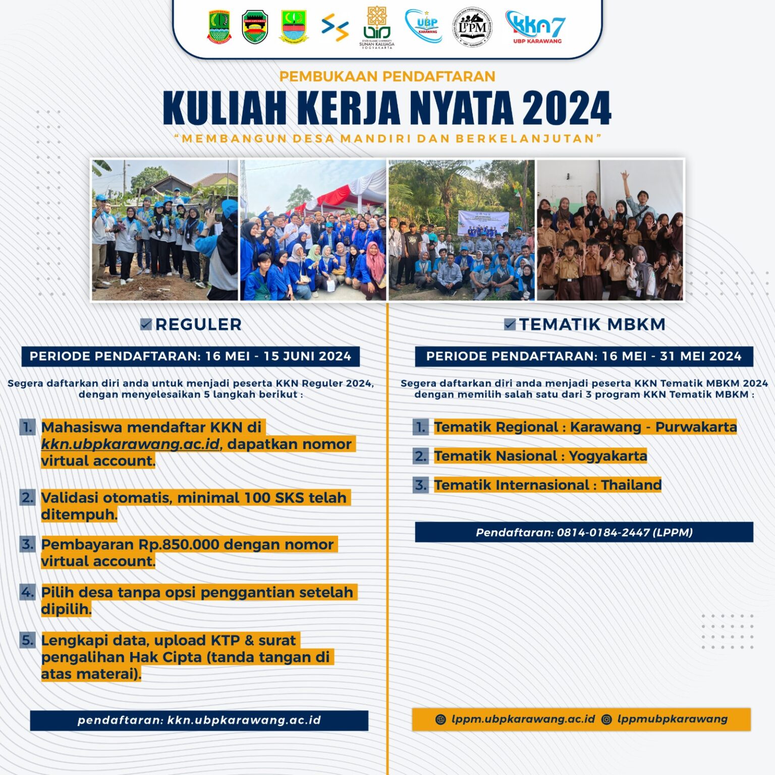 PEMBUKAAN PENDAFTARAN KULIAH KERJA NYATA (KKN) 2024 – UBP Karawang